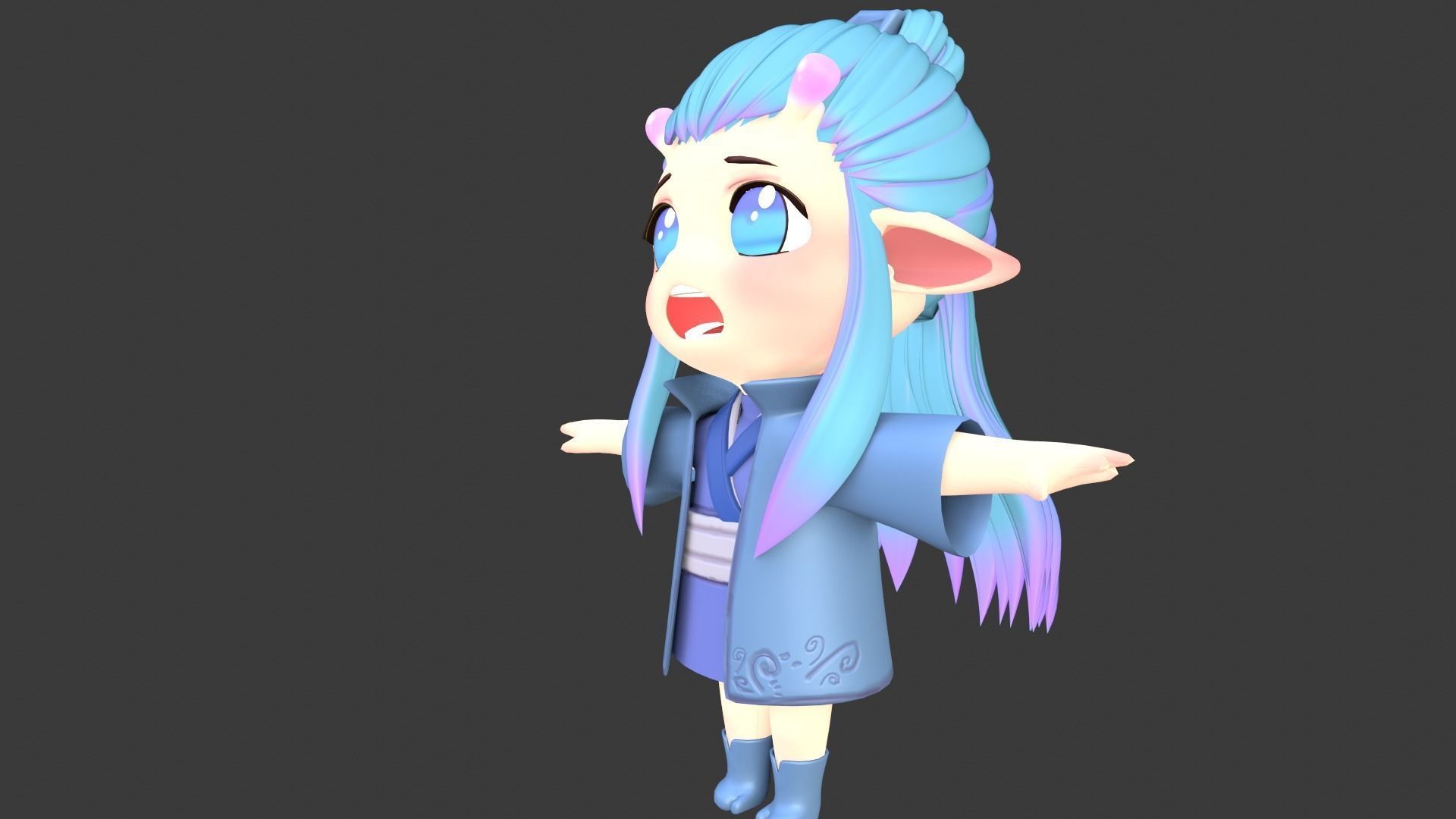 3D model Chibi anime girl with hair VR / AR / low-poly | CGTrader