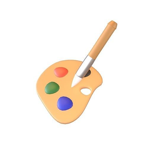 3D model Palette With Paintbrush v1 001 VR / AR / low-poly | CGTrader