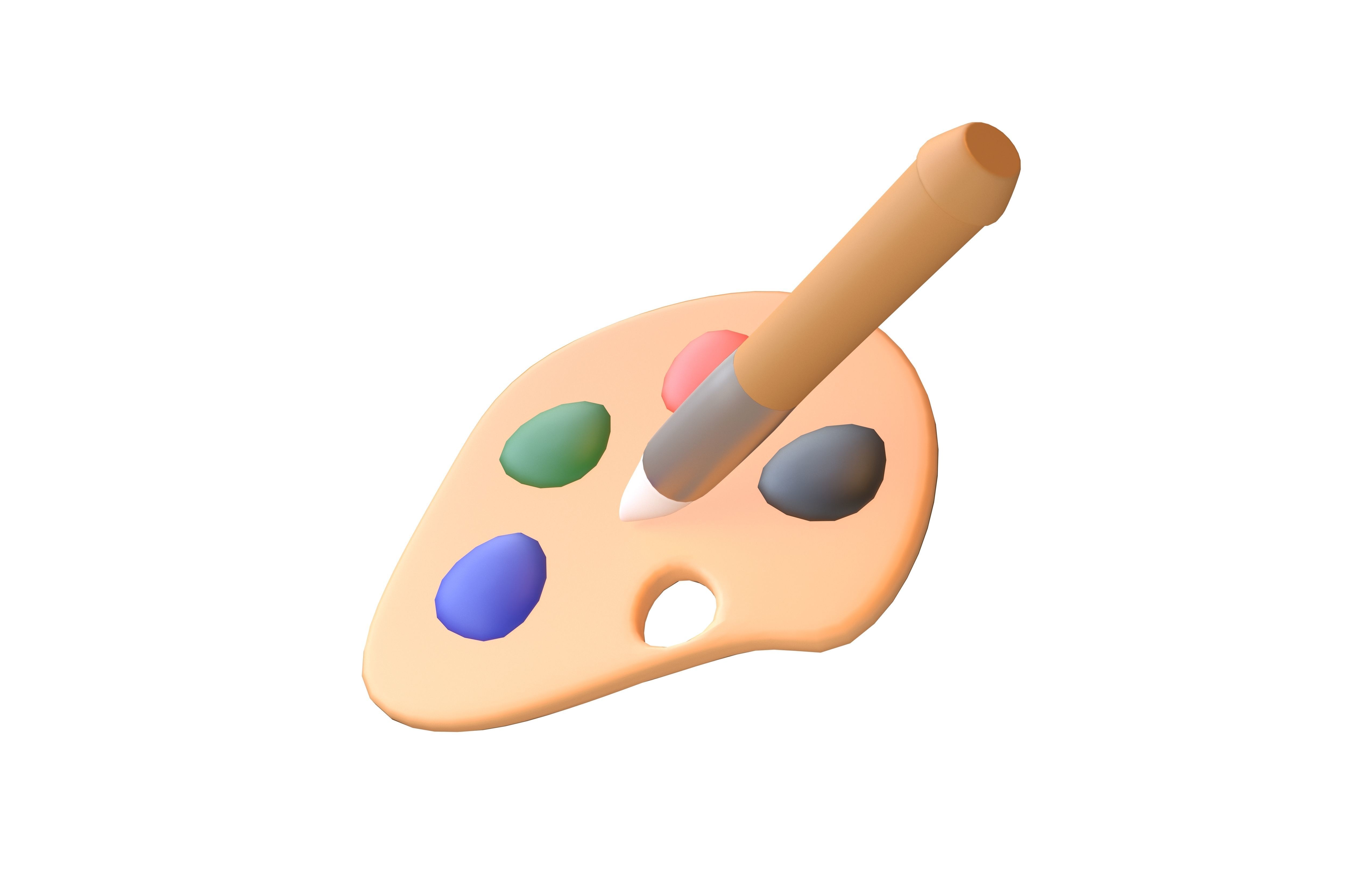 3D model Palette With Paintbrush v1 001 VR / AR / low-poly | CGTrader