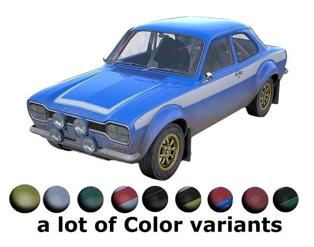 3D model set of Retro derby car with interior in 9 color variants az9 ...