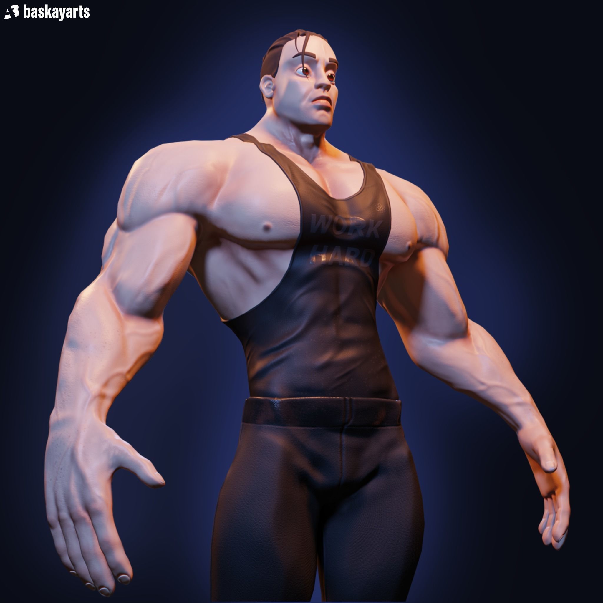 3D model Stylized Muscular Character Game Ready Rigged VR / AR / low ...