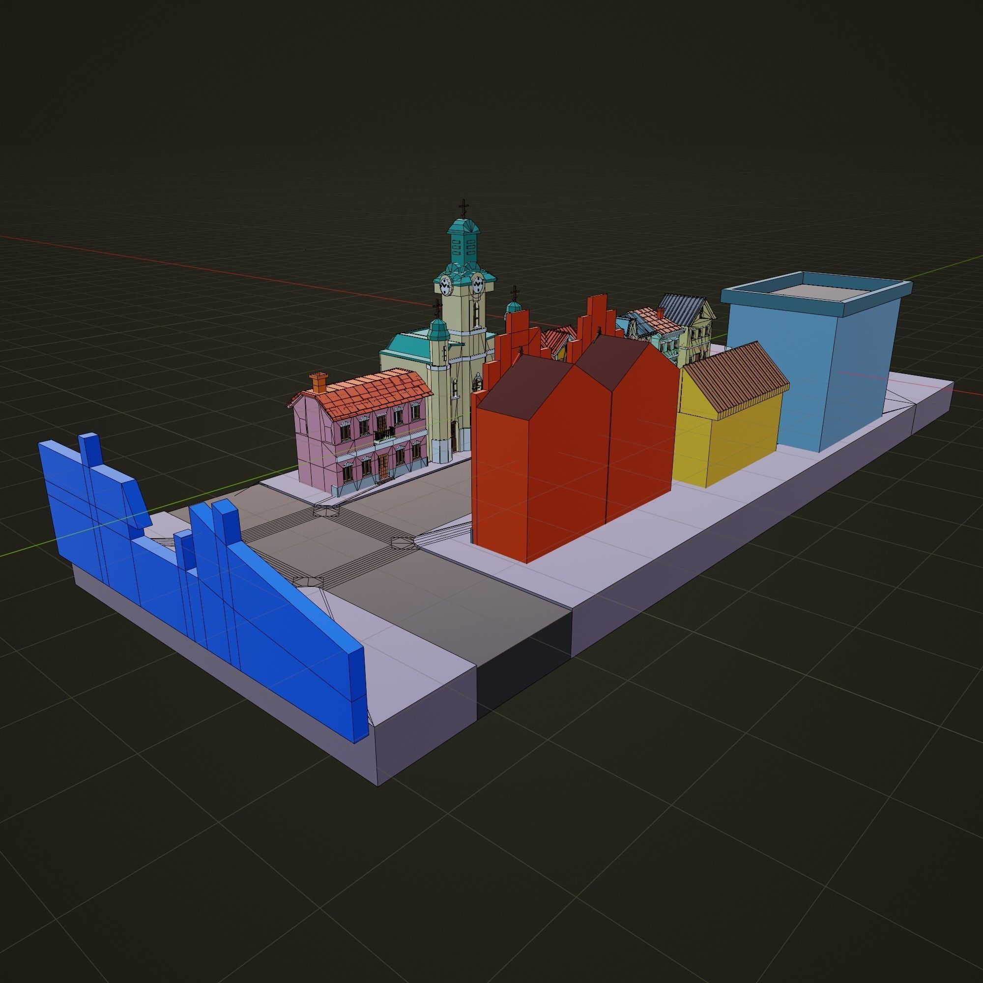 3D model 3D model of a cartoon stylized street VR / AR / low-poly ...