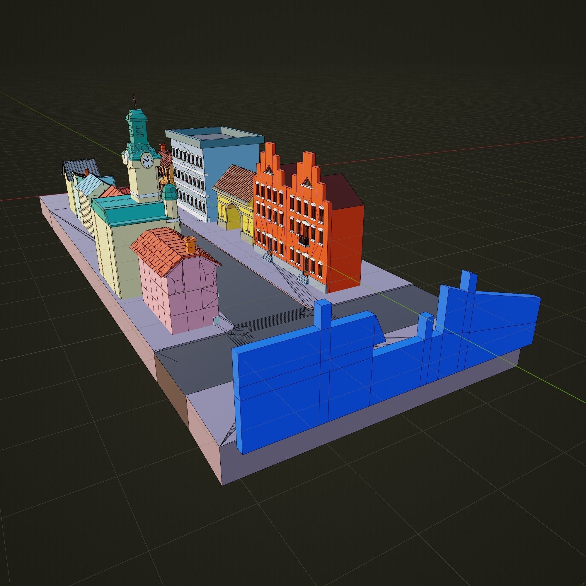 3D model 3D model of a cartoon stylized street VR / AR / low-poly ...