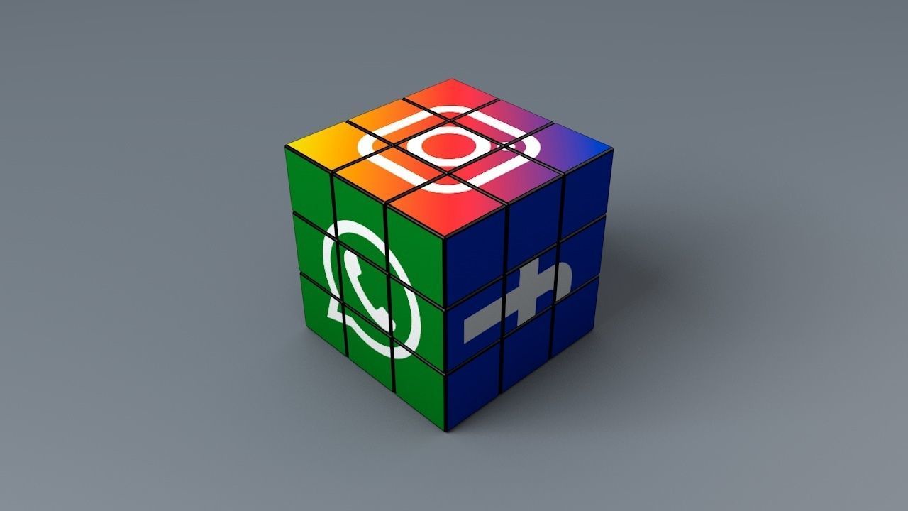 Rubik Cube social networks 3D model | CGTrader