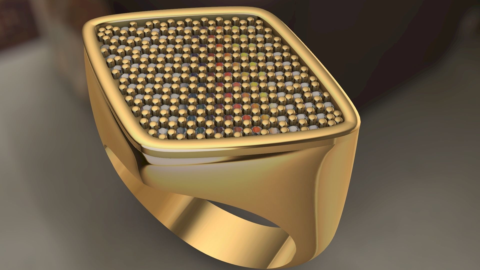 rhombus signet pave ring stl verified 3D model 3D printable | CGTrader