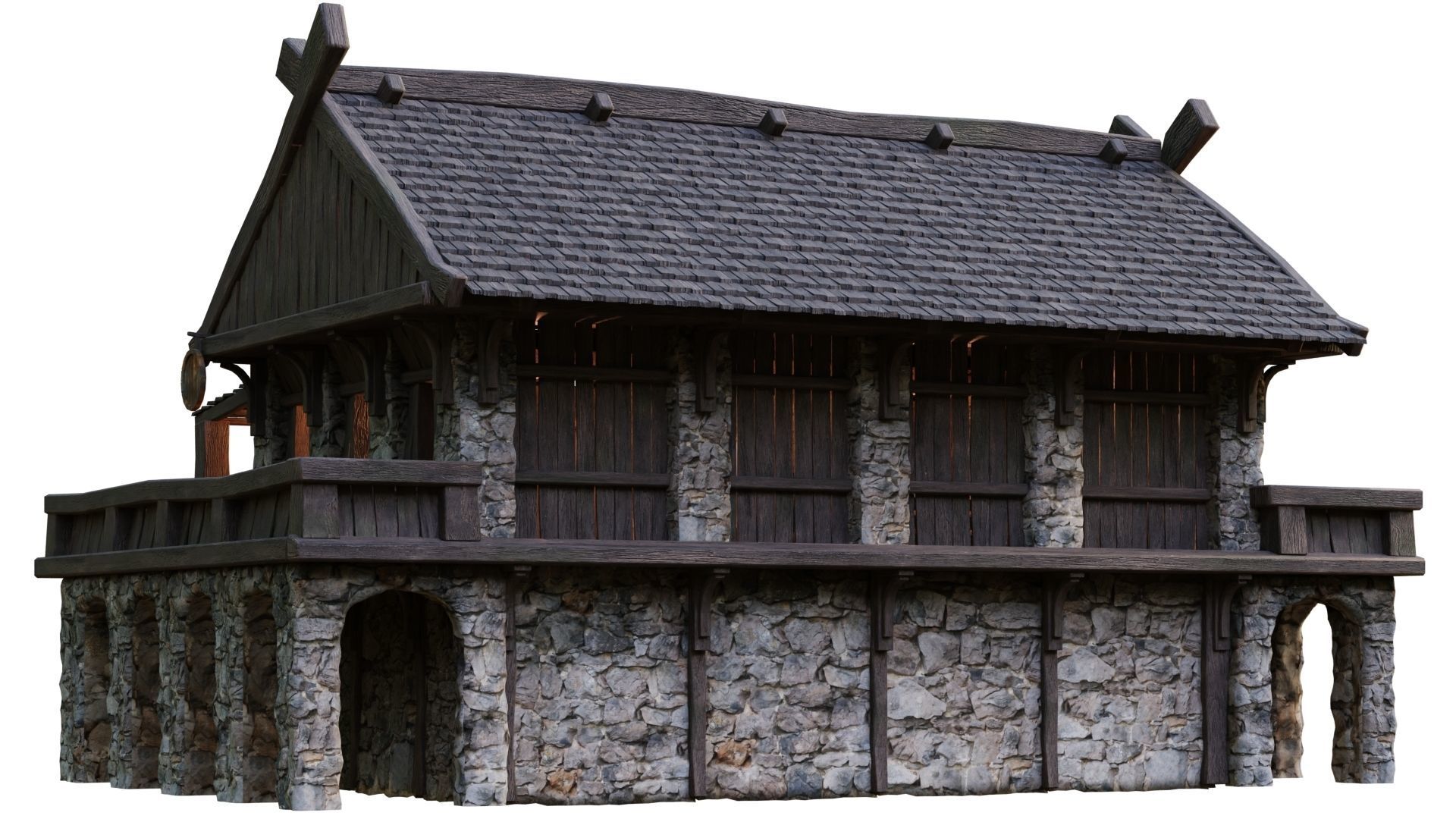 3D model Old Medieval Building House 4K Textures GameReady 42 VR / AR ...