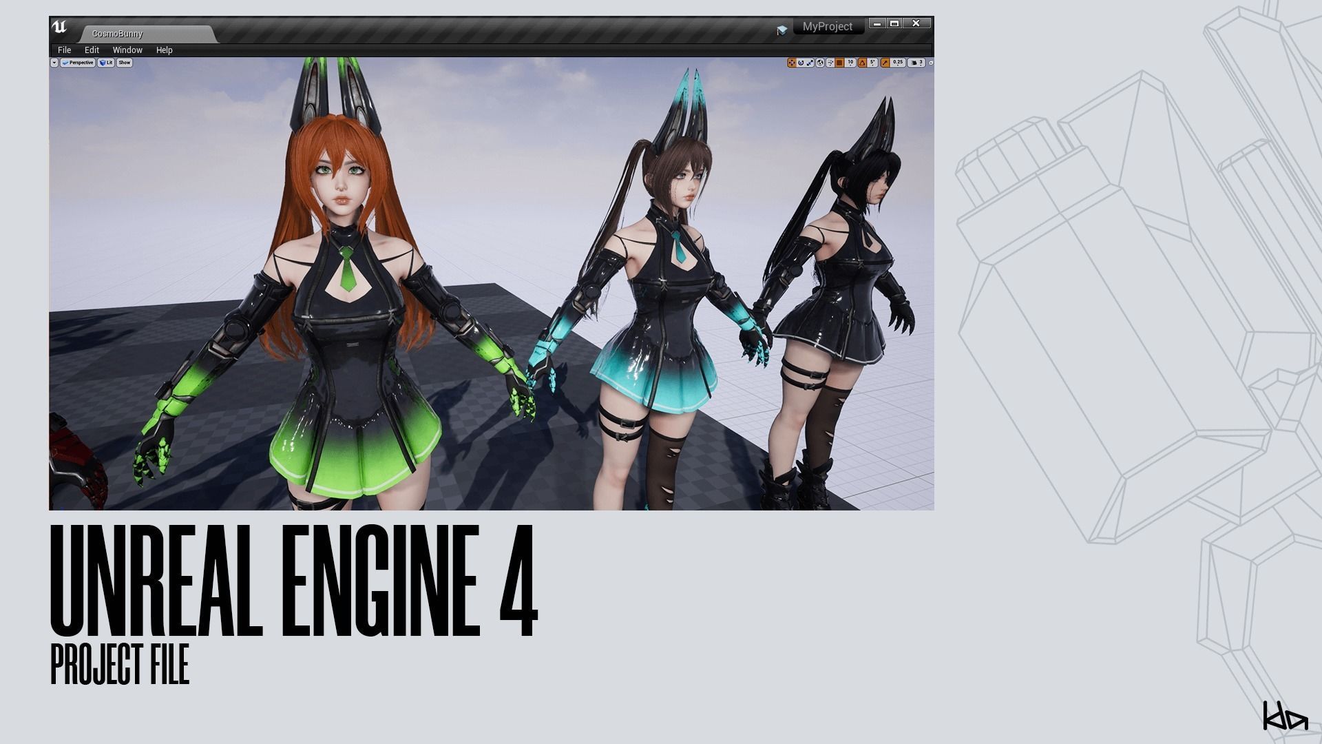 3D model Cosmo Bunny Girl - Game-ready VR / AR / low-poly rigged | CGTrader