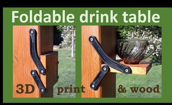 Foldable drink table 3D model 3D printable | CGTrader