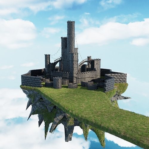 3D realistic flying castle landscape 3D model | CGTrader