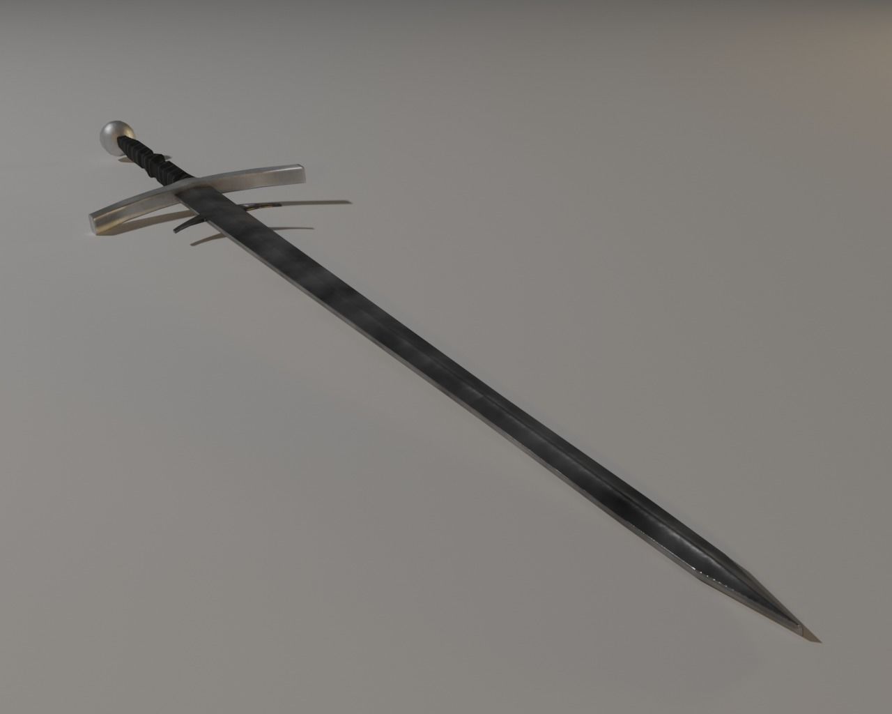 3D model Two-handed sword tswaihender and shield lowpoly 3d model VR ...