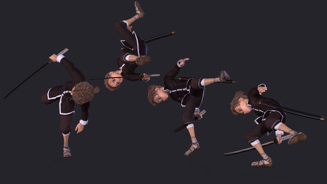 samurai boy High quality character full Rigged and Animated free 3D ...