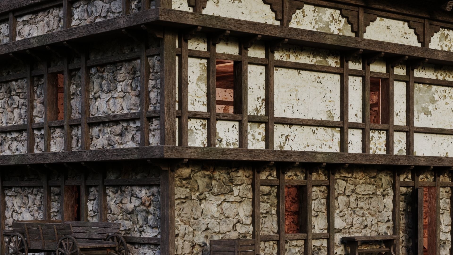 3D model Old Medieval Building House 4K Textures GameReady 49 VR / AR ...