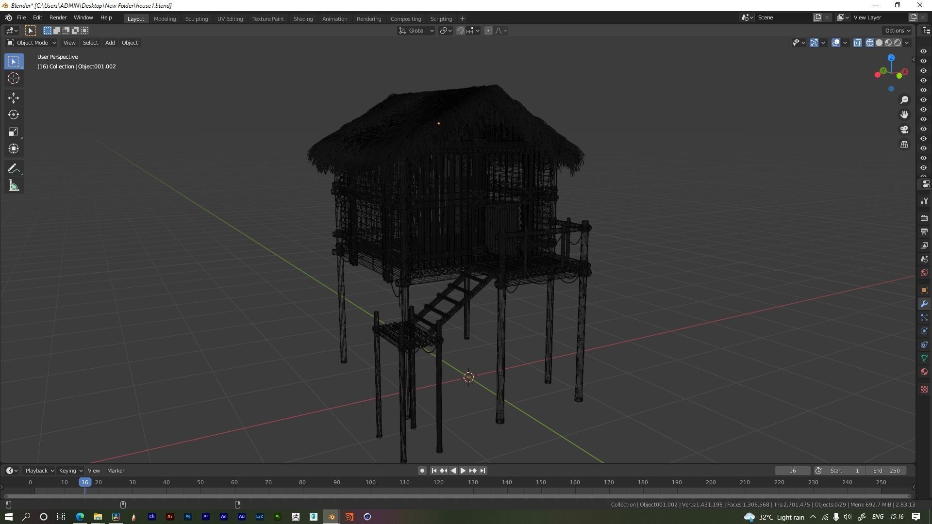 Bamboo House 3D model | CGTrader
