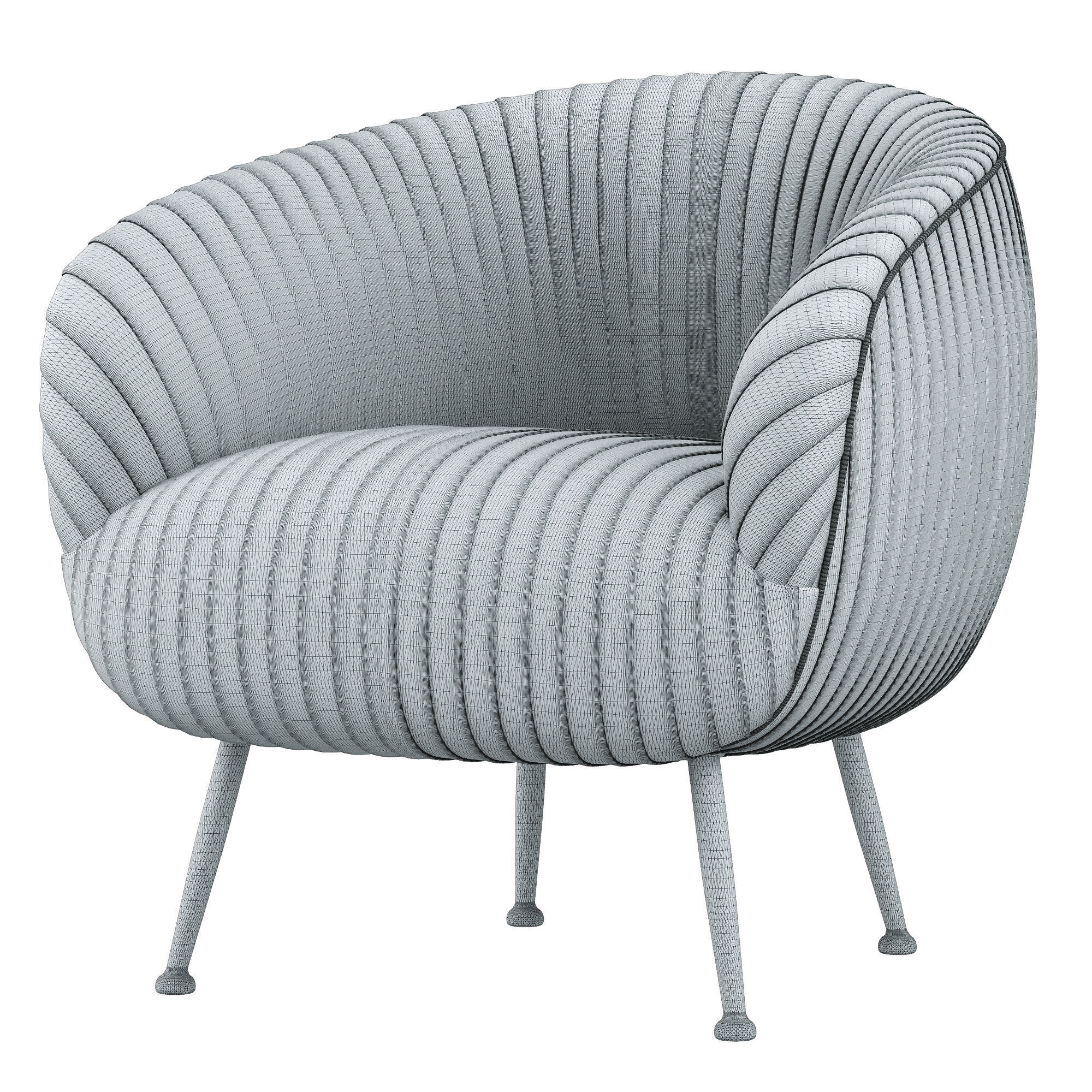 Powder Bustle Velvet Pleated Chair 3D model | CGTrader