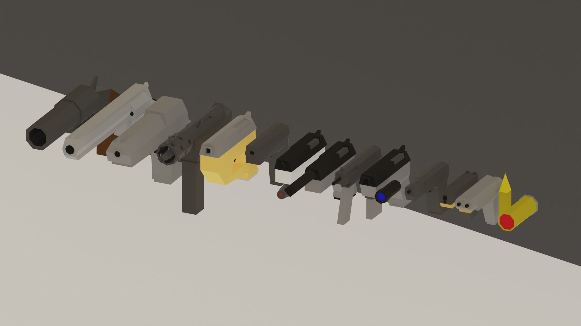 3D model Low-poly pistols pack VR / AR / low-poly | CGTrader