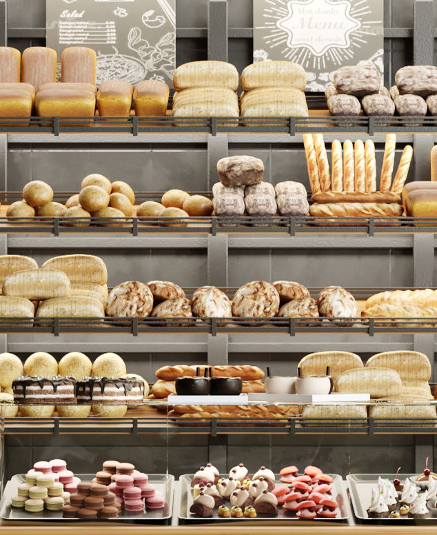 Bakery with pastries and desserts 3D model | CGTrader