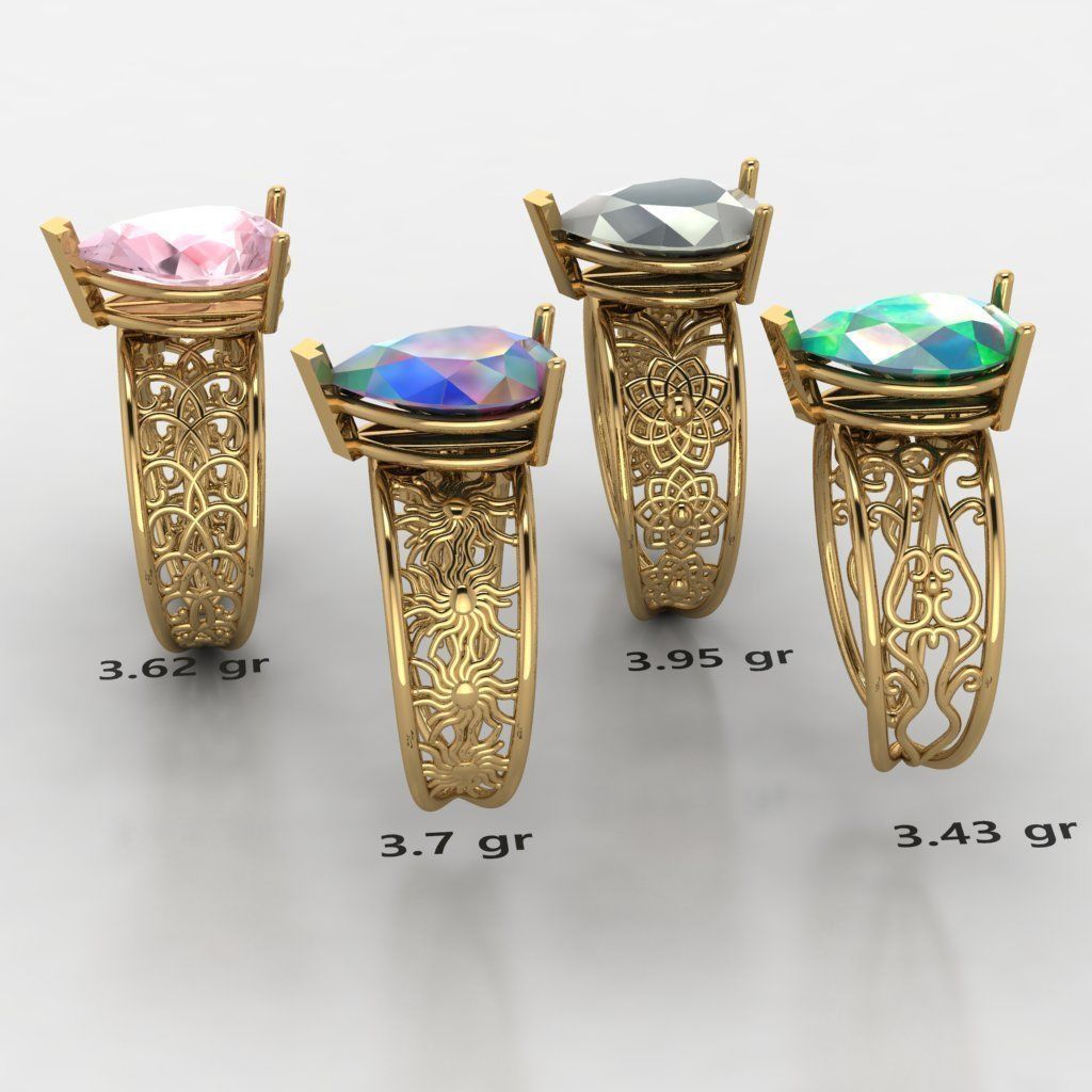 20 Solitaire rings with authentic Iranian designs 3D model | CGTrader