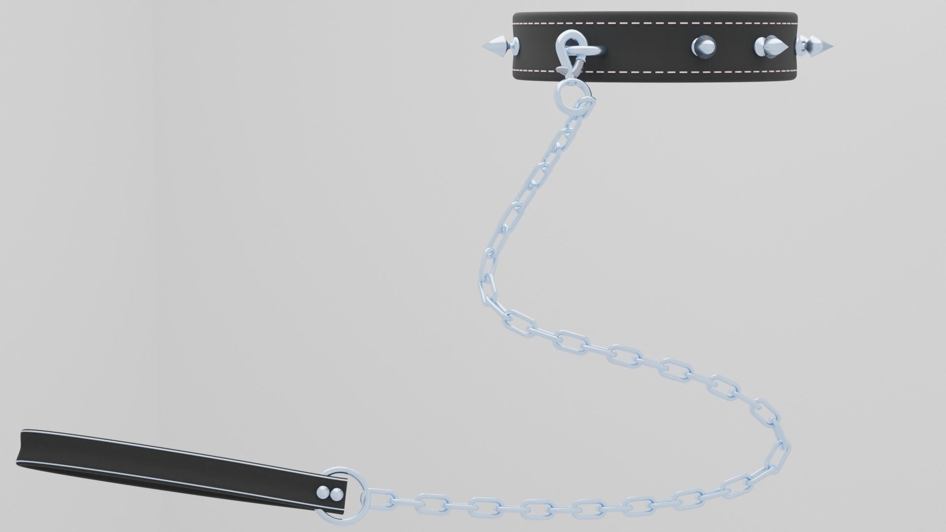 Gothic Punk Collar with Posable Leash Nubs Curve High Poly 3D model ...