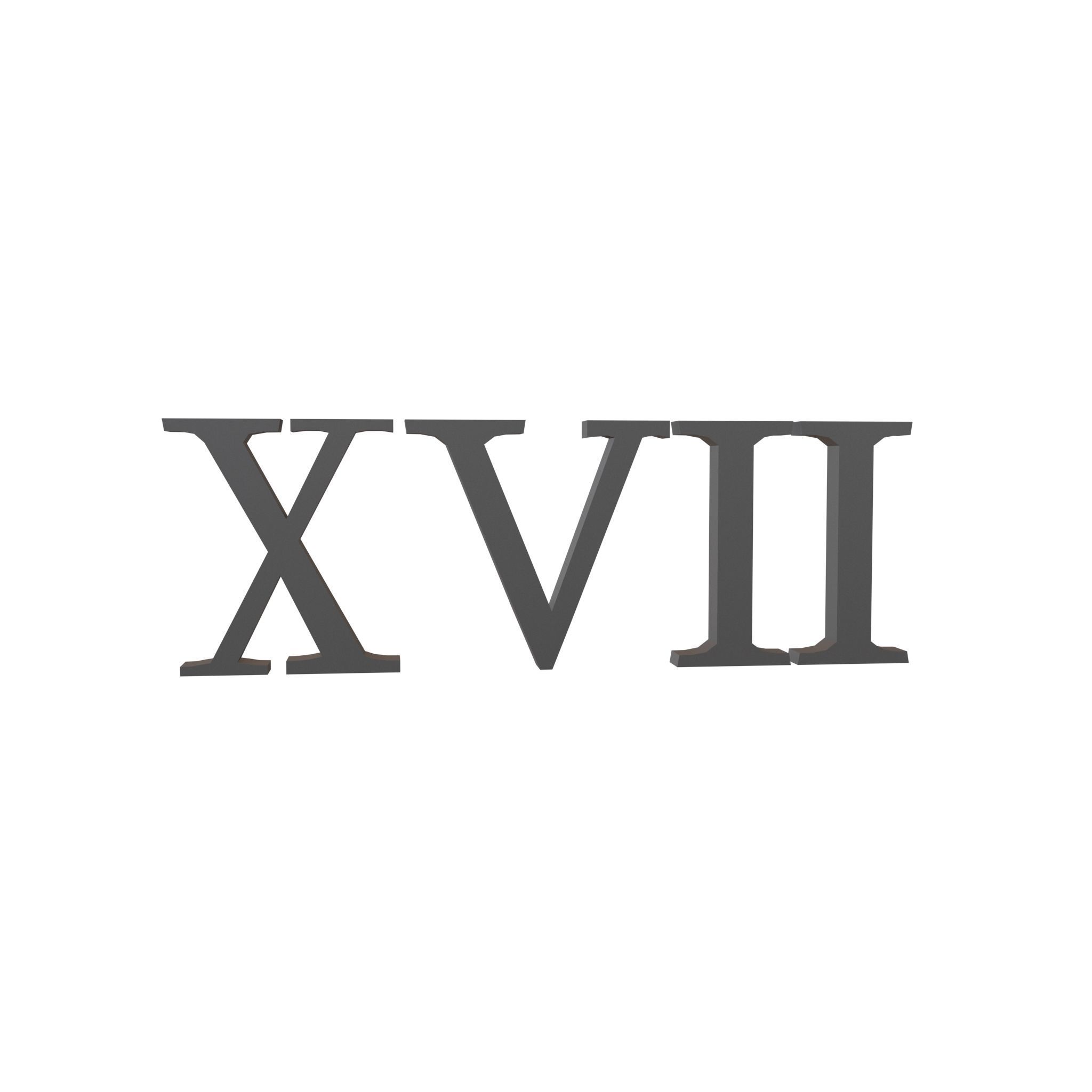 3D model Roman Numerals 17 v1 001 VR / AR / low-poly | CGTrader