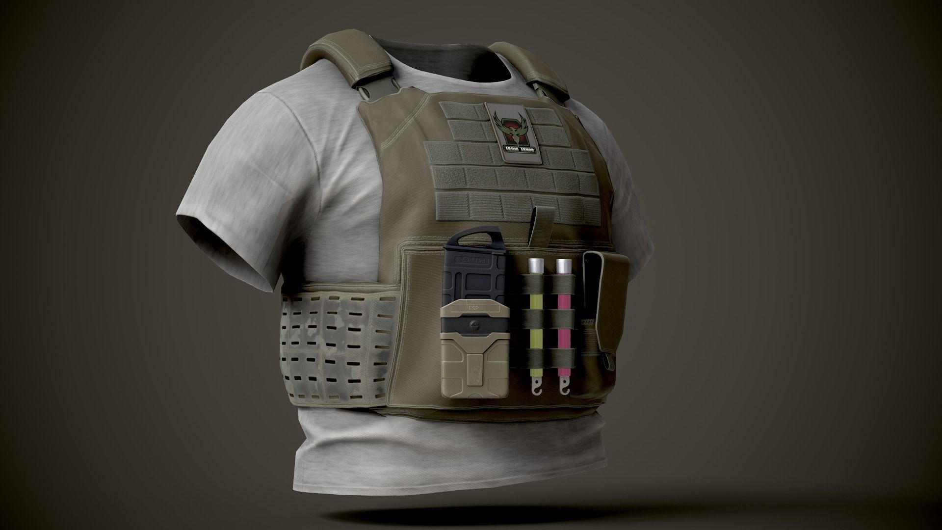 3D model Tactical Vest with T-shirt PBR Game Ready Low-poly 3D model VR ...