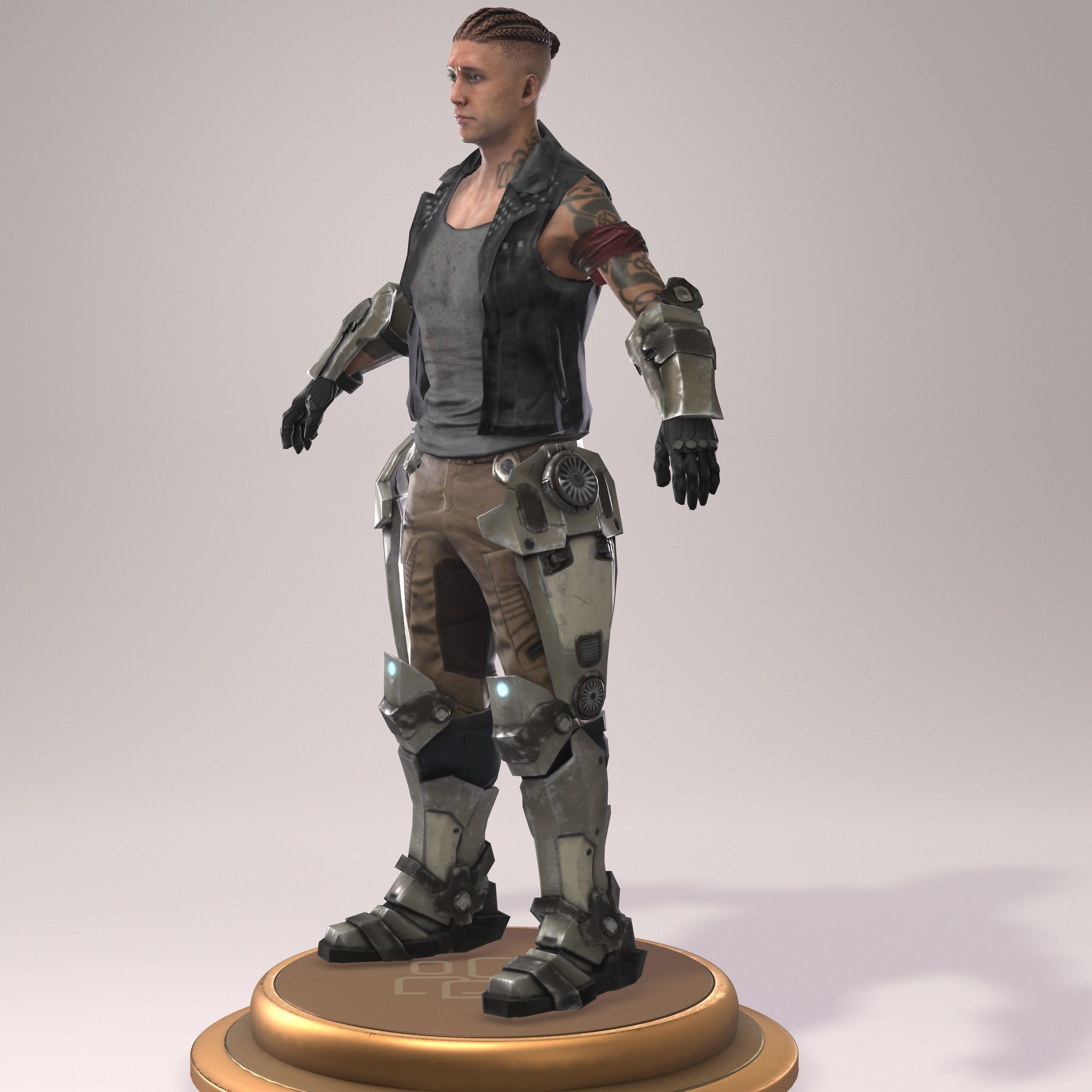 male1-6 man in armor free 3D model animated rigged | CGTrader