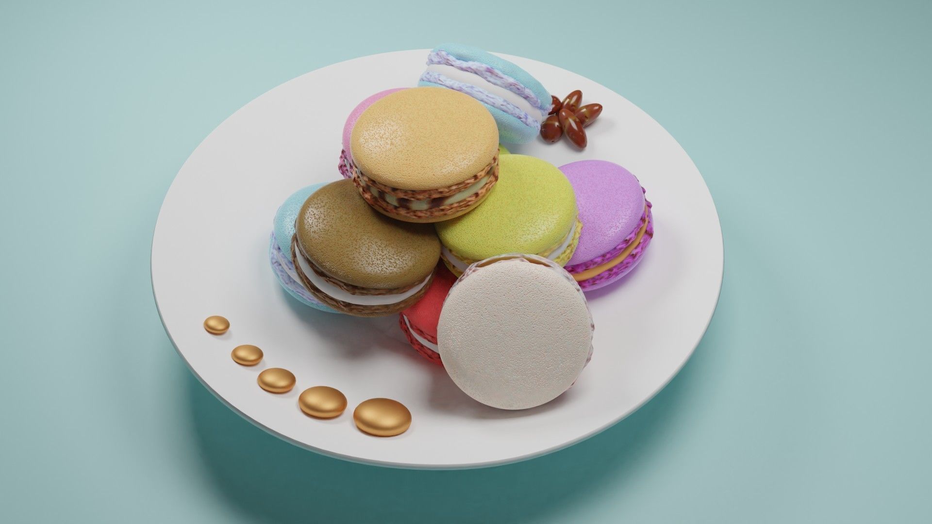 Makaron colorful macaroons free 3D model | CGTrader