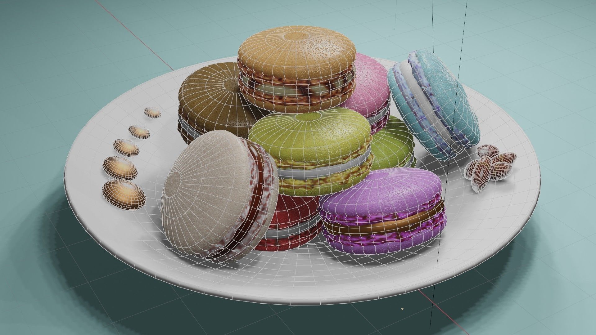 Makaron colorful macaroons free 3D model | CGTrader