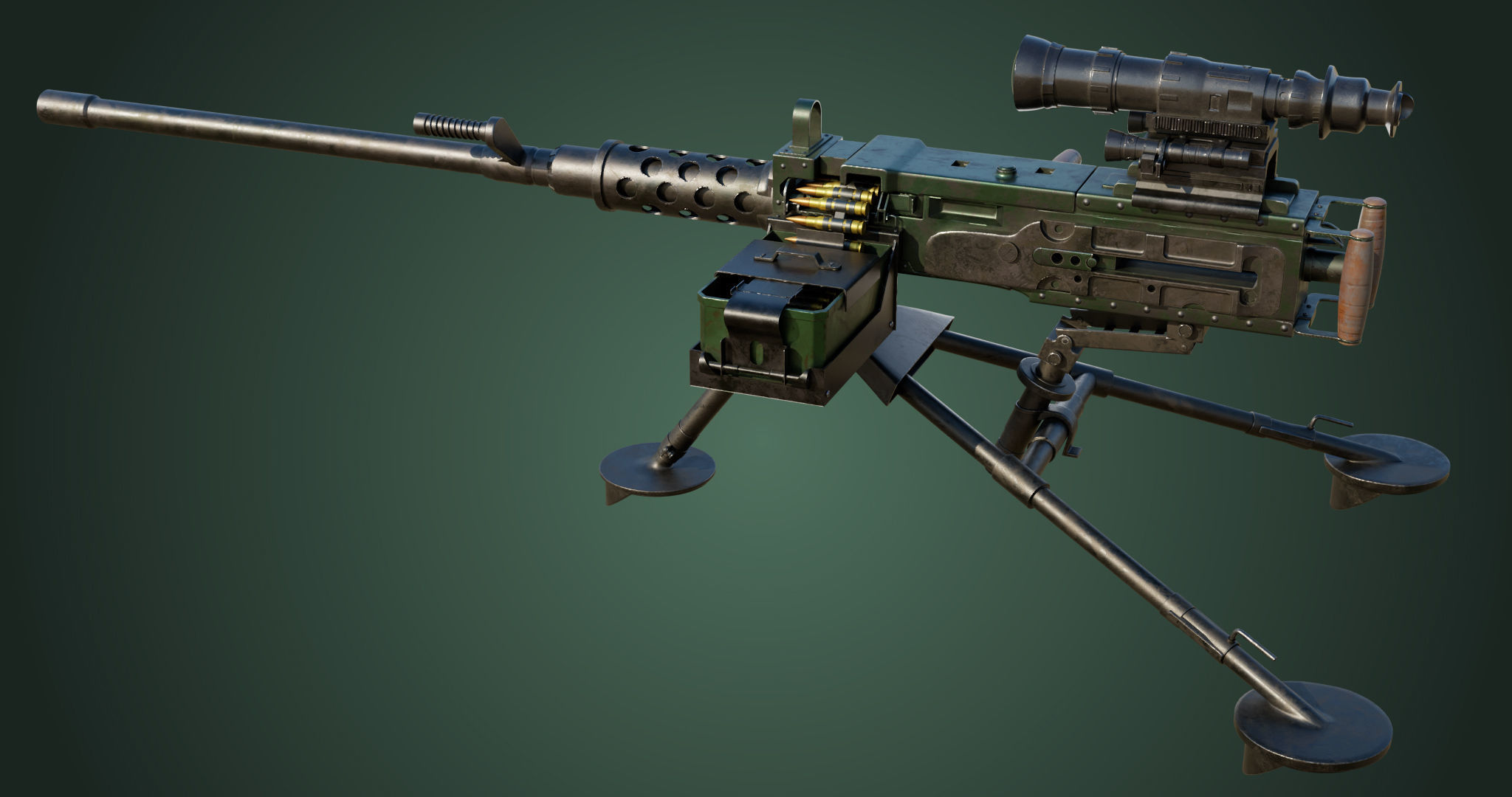 3D model M2 Browning Machine Gun 05 PBR Unity UE V-Ray Textures ...