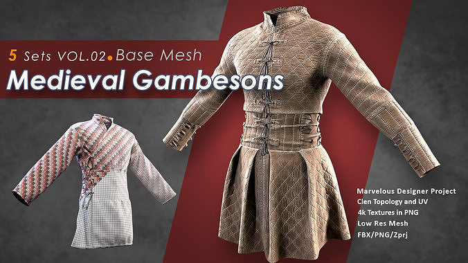 3D model Medieval Gambesons Vol 2 VR / AR / low-poly | CGTrader