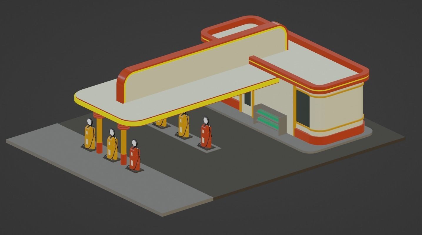 3D model Low-poly Gas Station VR / AR / low-poly | CGTrader