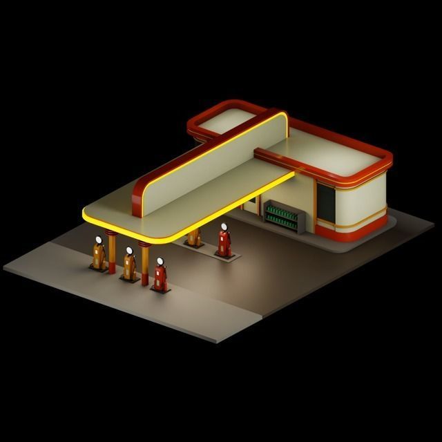 3D model Low-poly Gas Station VR / AR / low-poly | CGTrader