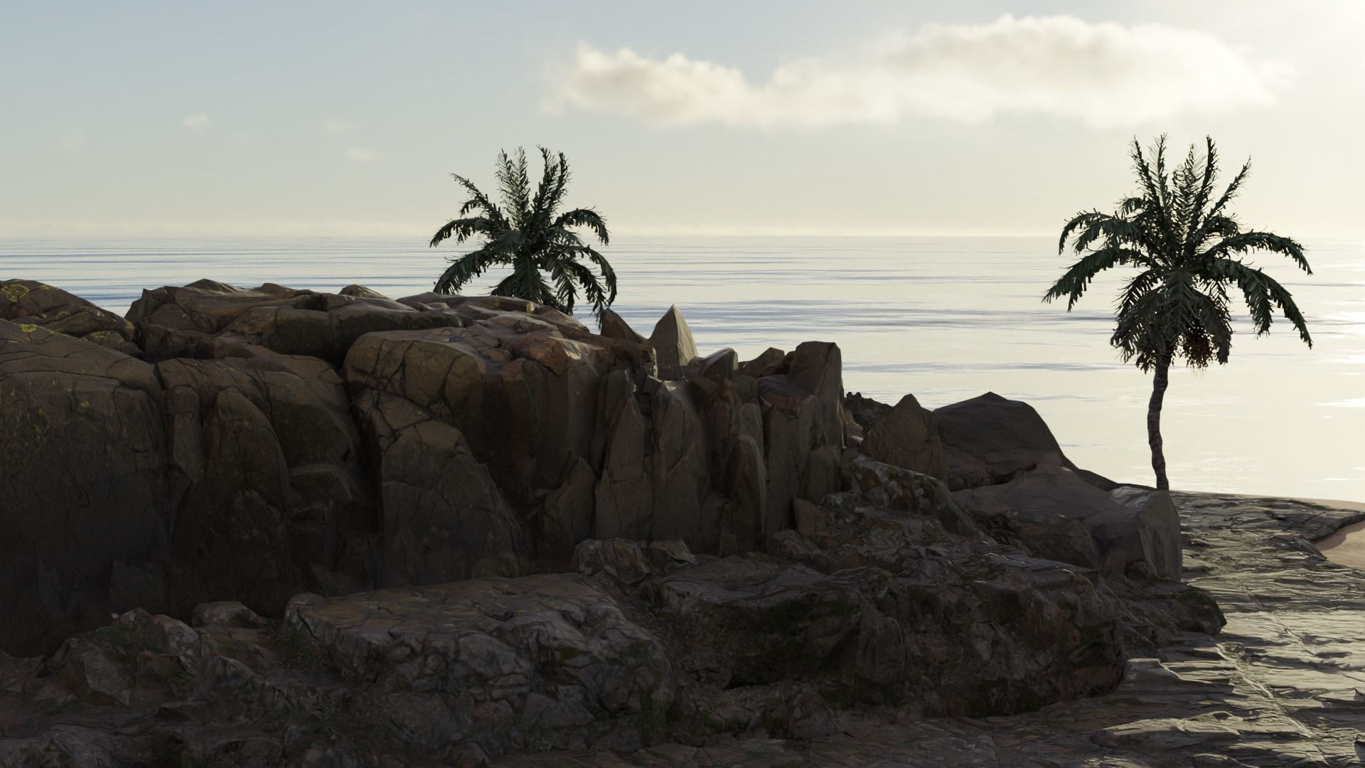 Realistic Island 3D Model with textures and sea 3D model animated ...