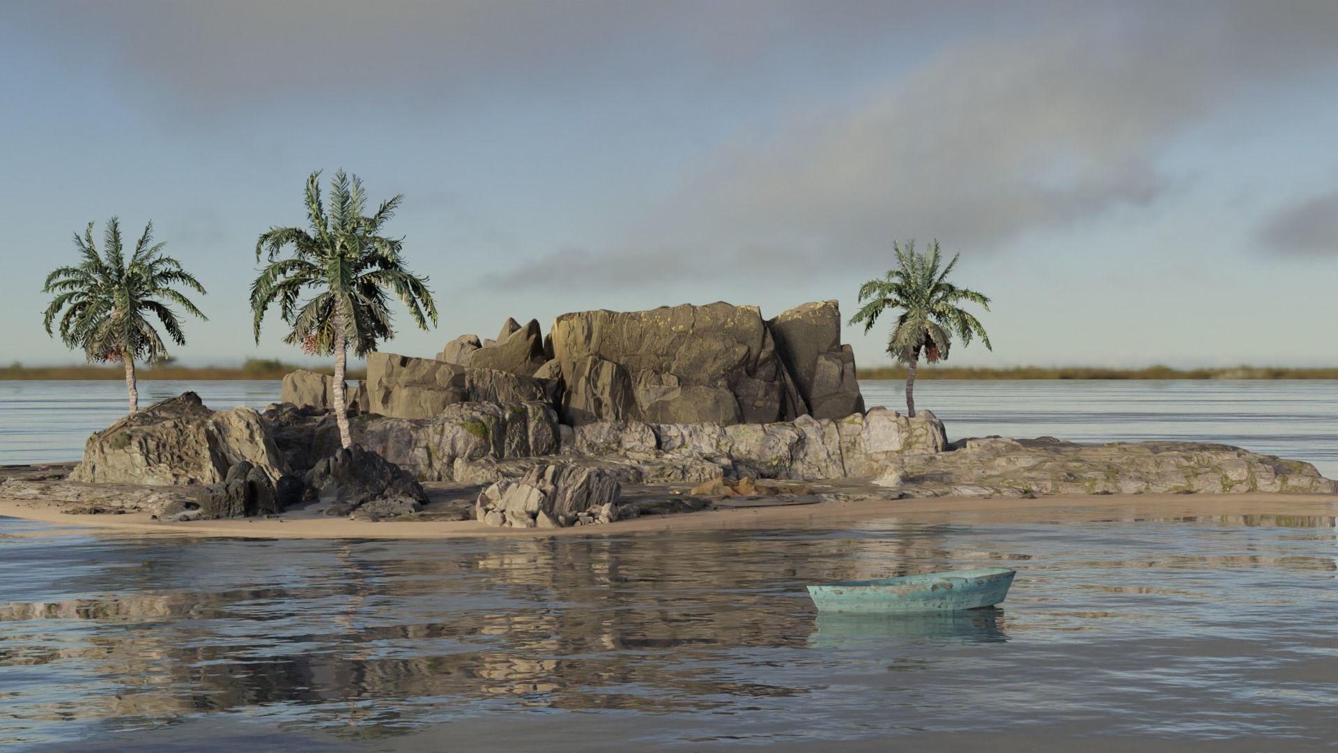 Realistic Island 3D Model with textures and sea 3D model animated ...