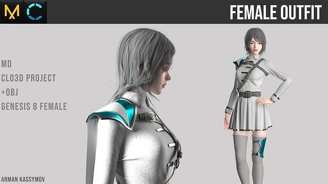 Female Outfit Marvelous Designer Project 3D model | CGTrader