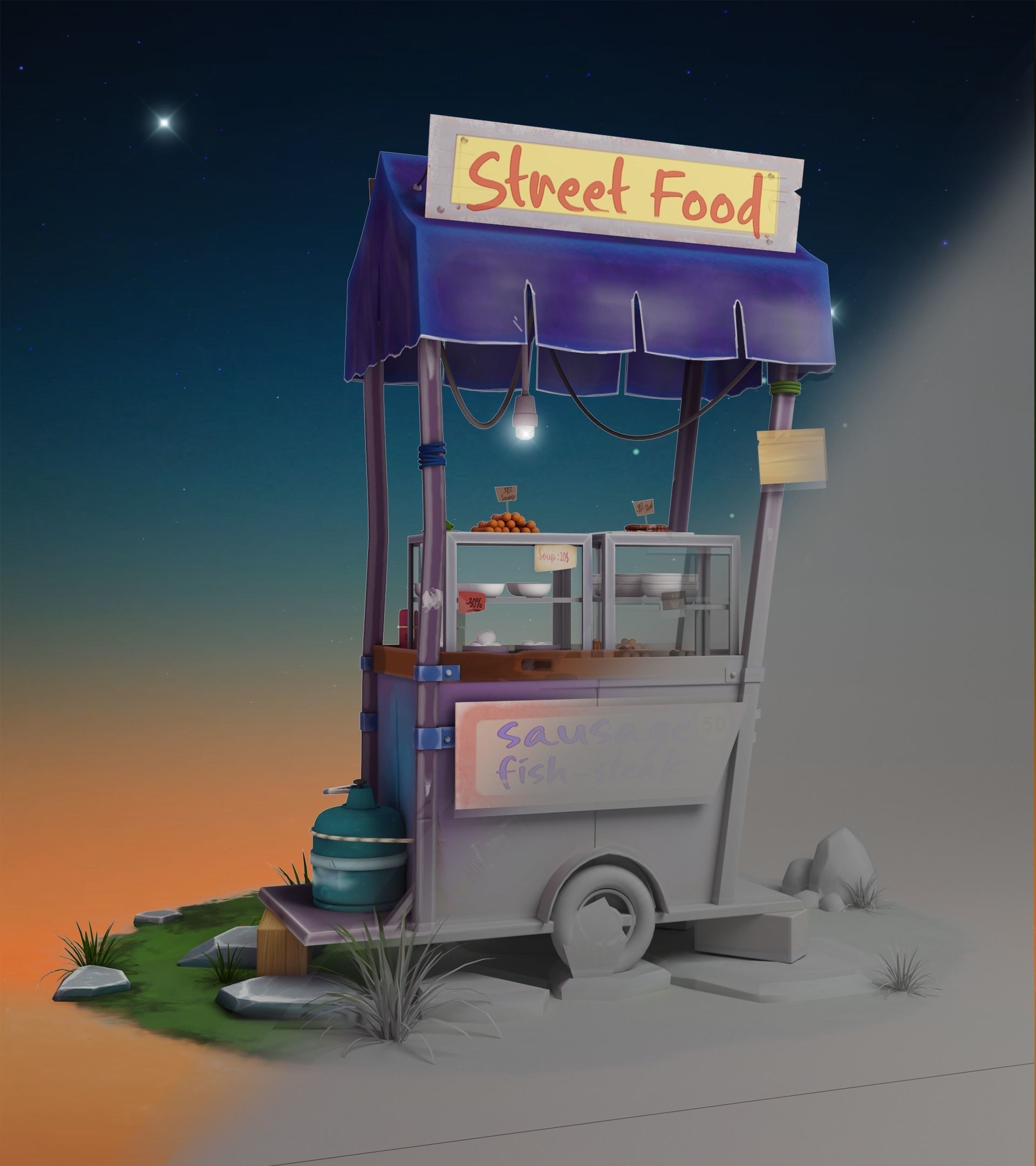 3D model Street food cart VR / AR / low-poly | CGTrader