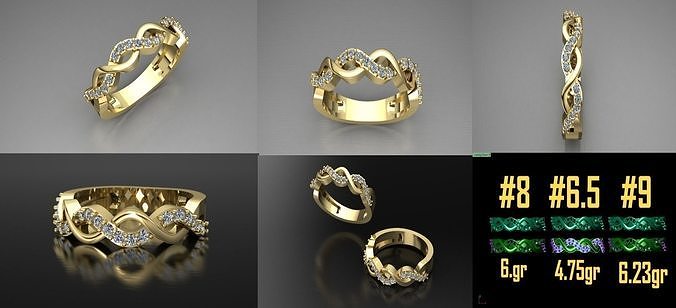 Diamond Infinity Ring 3D Model 3D model 3D printable | CGTrader