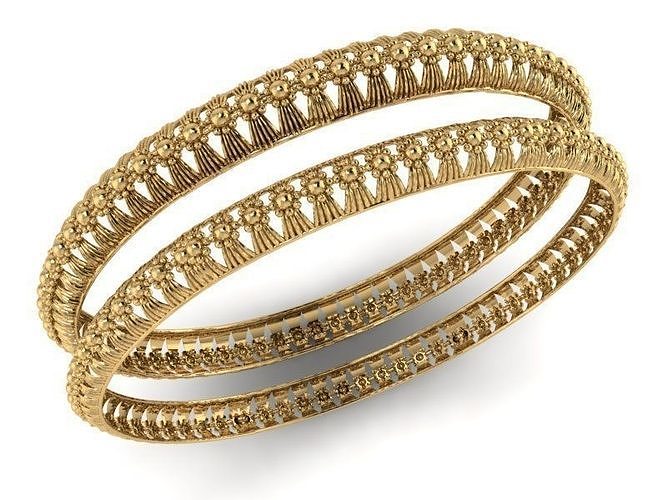 Bracelet two gold plated bangles 3D model 3D printable | CGTrader