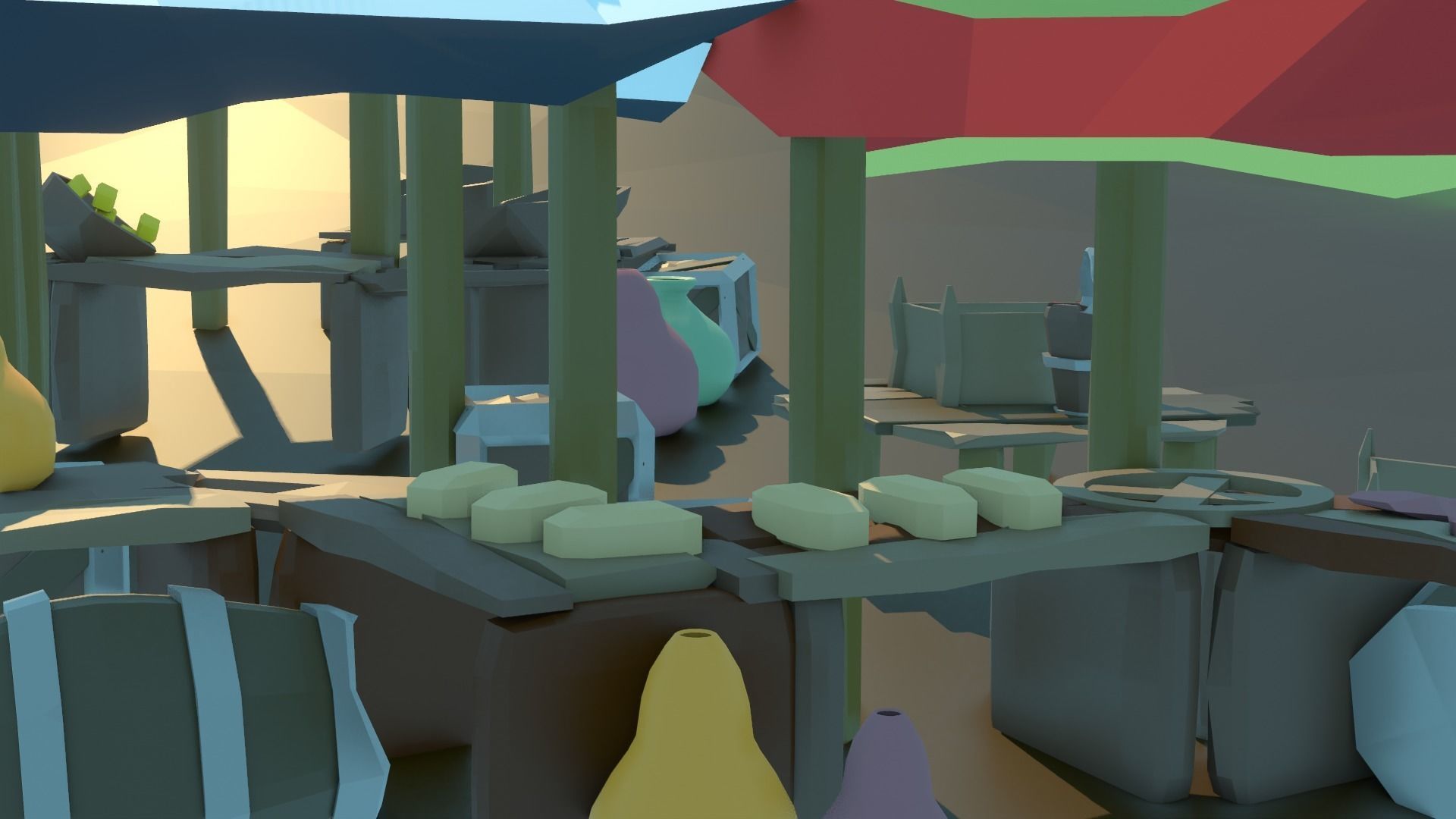 Low - Poly Stylized Market Pack free VR / AR / low-poly 3D model | CGTrader
