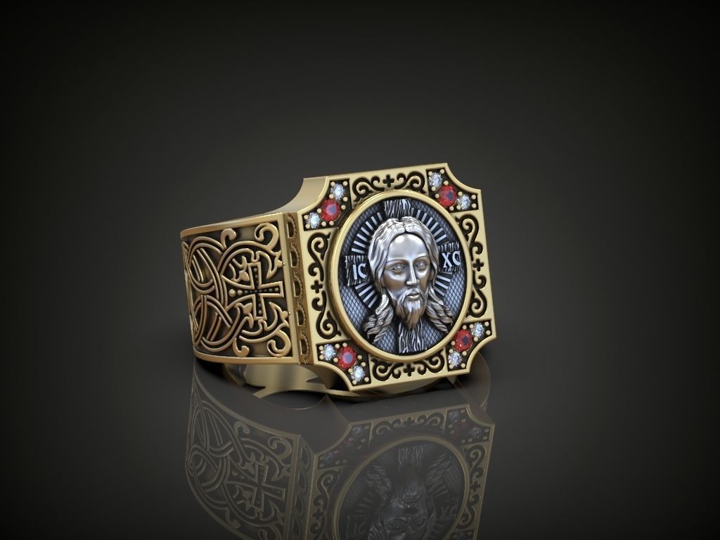 Ring Jesus orthodox christianity prayer gems patterns 3D model 3D ...