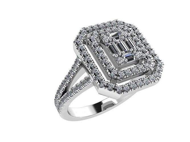 emerald halo illusion ring 0048 3D model 3D printable | CGTrader