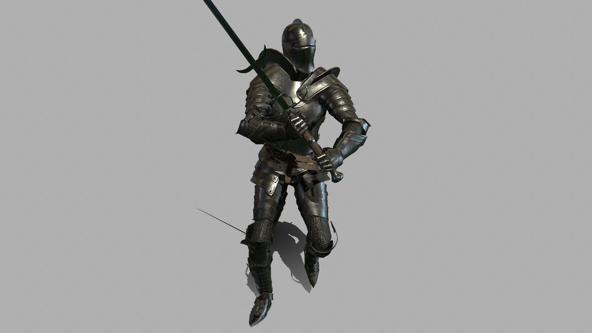 3D model Knight in armor holding sword VR / AR / low-poly | CGTrader