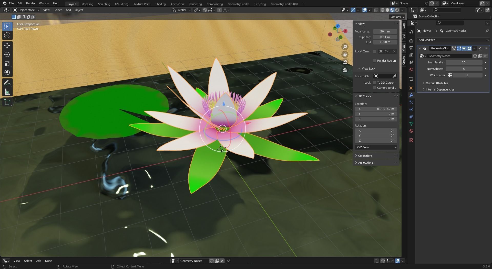 lotus flower blender - Geometry Nodes free 3D model | CGTrader