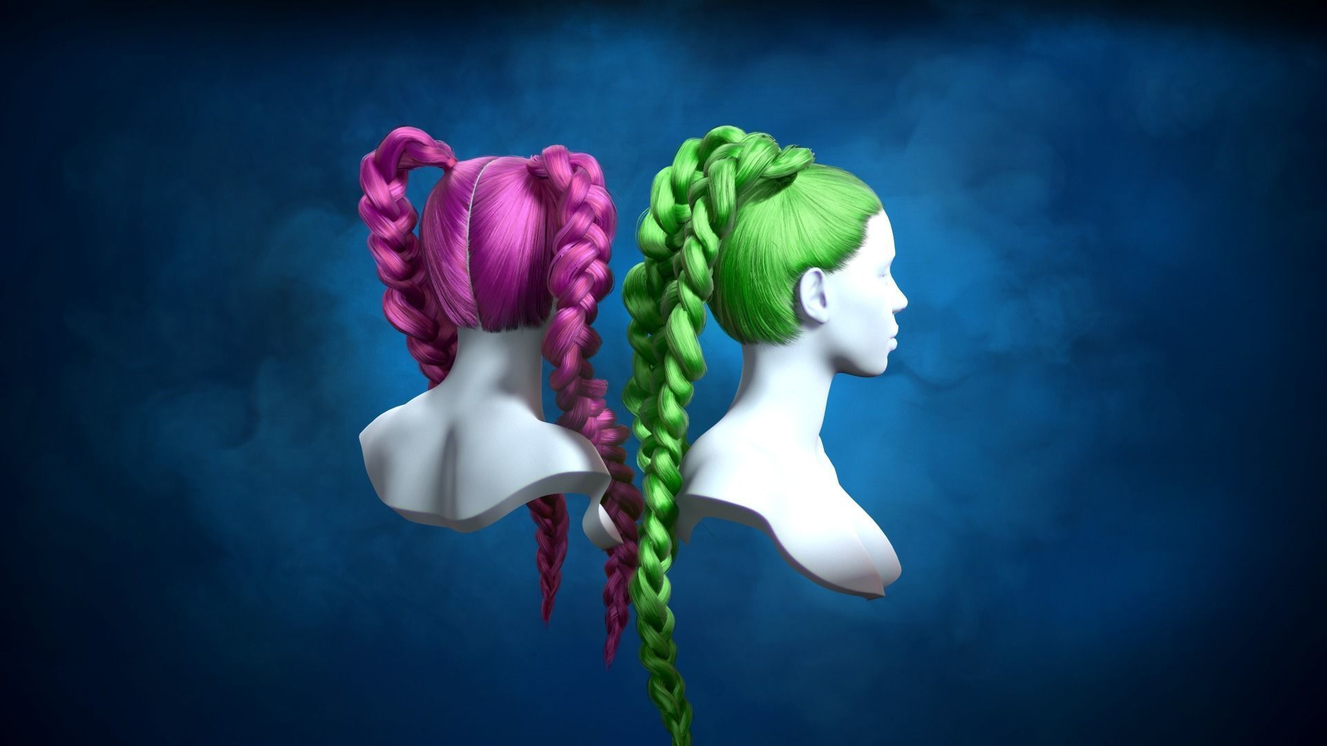 3D model Long braids VR / AR / low-poly rigged | CGTrader
