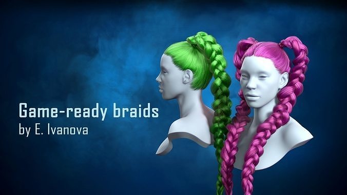 3D model Long braids VR / AR / low-poly rigged | CGTrader