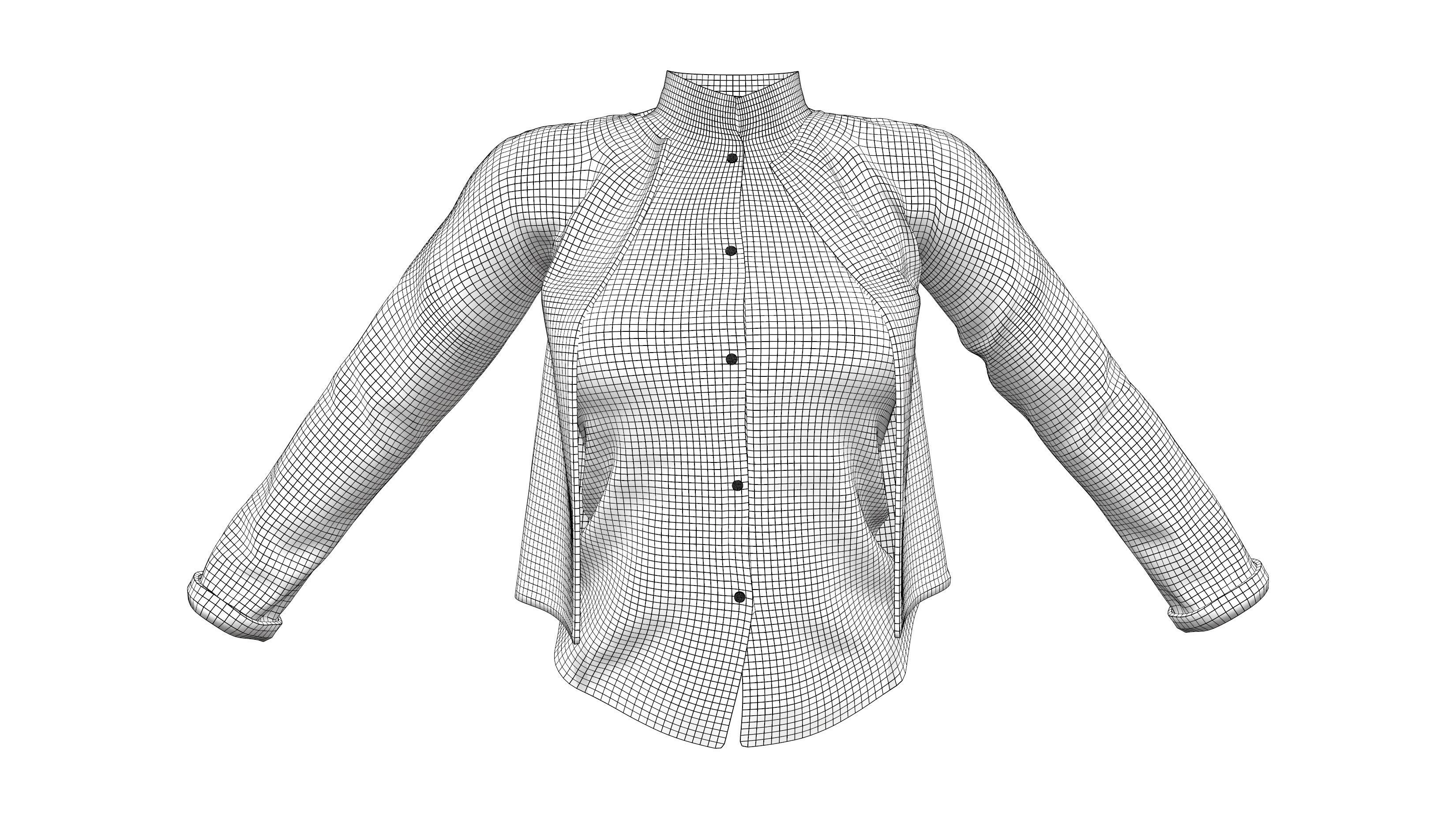3D model Unbuttoned Cardigan Jacket With Shirt Under VR / AR / low-poly ...