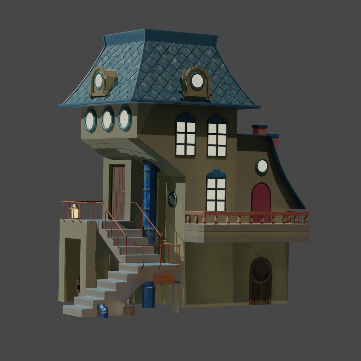 3D model low poly stylized cottages VR / AR / low-poly | CGTrader