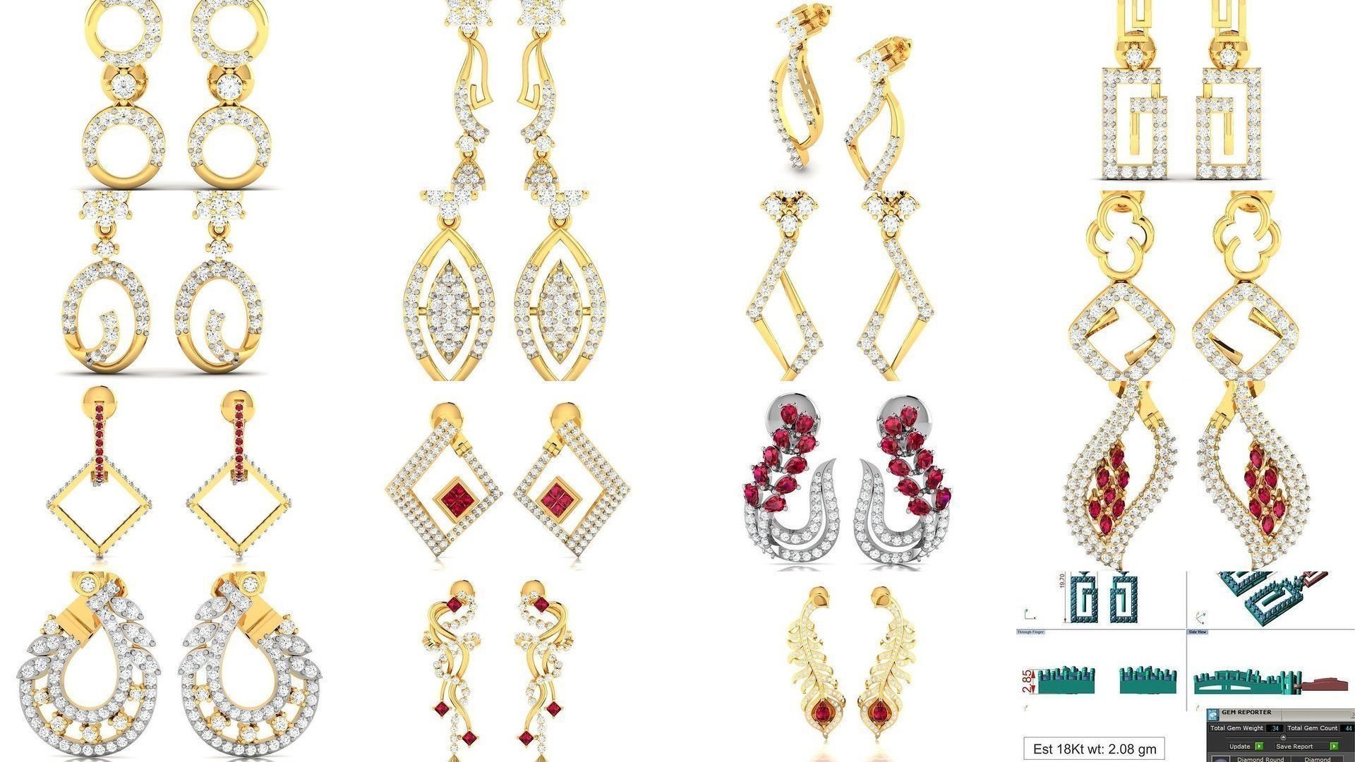 63 Hanging Earrings 3dm renders details 3D Model Collection | CGTrader
