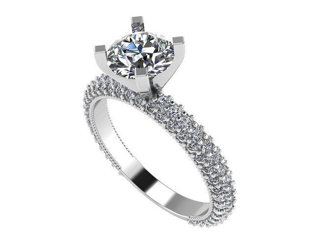 solitaire pave ring 0029 3D model 3D printable | CGTrader