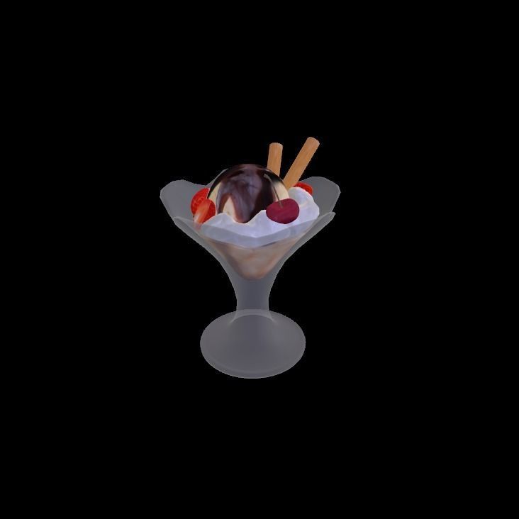 sundae with chocolate coulis 3D model | CGTrader
