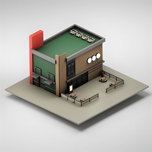 3D model Fast Food Restaurant VR / AR / low-poly | CGTrader